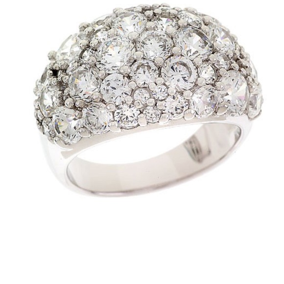 Diamonique | Jewelry | Qvc Epiphany Platinum Clad Diamonique 45 Ct Tw Wide Band Ring 257 | Poshmark